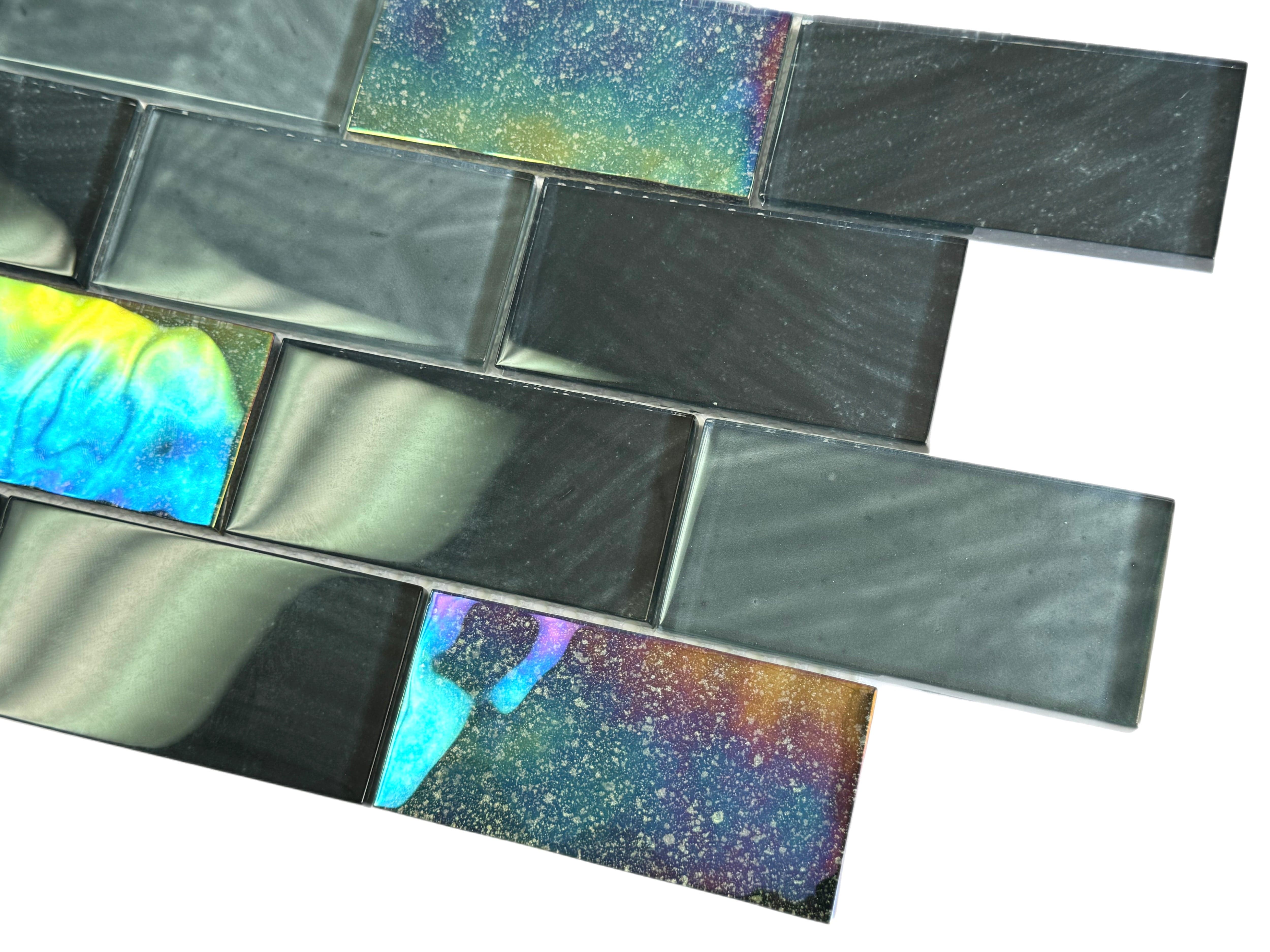 Galaxy Graphite 2x4 Glass Tile | Tiles and Deco