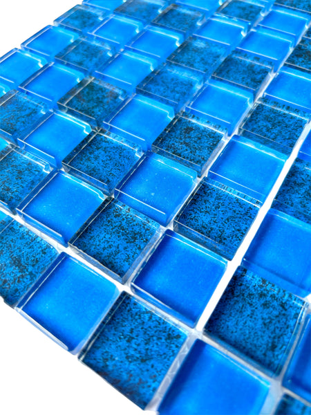 Trend Cobalt Mix 1x1 Glass Tile | Tiles and Deco