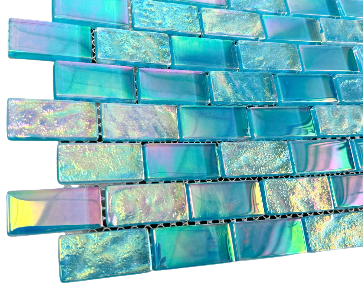 Glare Turquoise 1x2 Pool Tile Neptune | Tiles and Deco