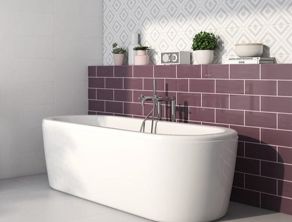 Order Burgundy 4x10 Glossy Ceramic Tile Online - Glossy Finish – Tiles ...