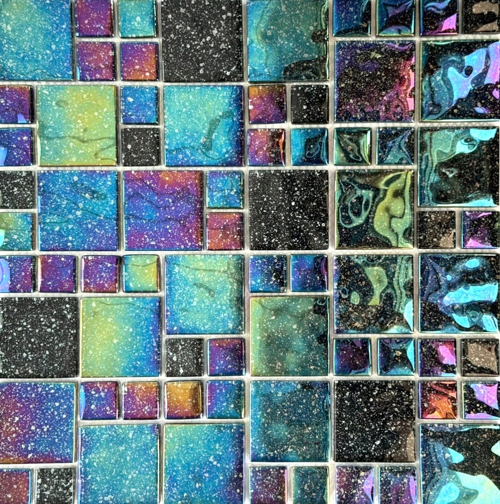 Galaxy Black Mix Glass Tile | Tiles and Deco