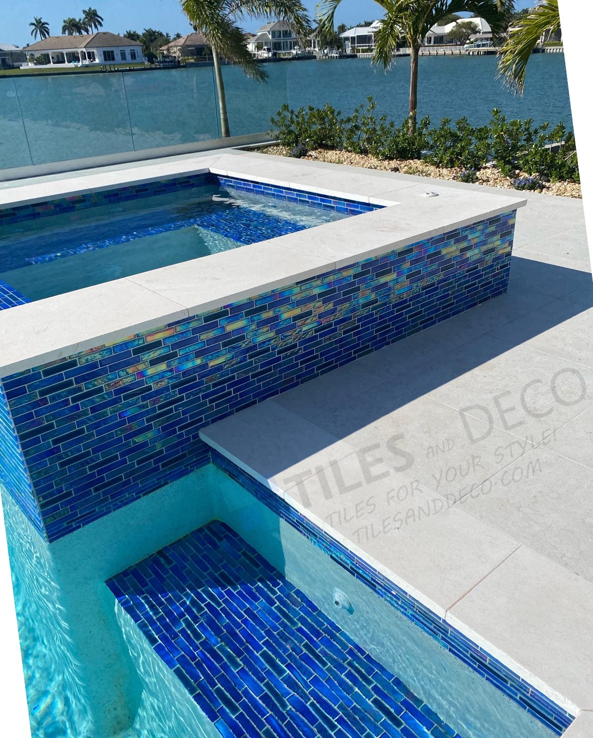 Emerald Blue Linear Glass Tile | Shop Online - Tiles and Deco