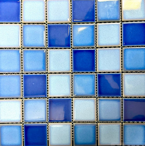 Caribbean Blue 2” x 2” Square Porcelain Mosaic Tile – Tiles and Deco