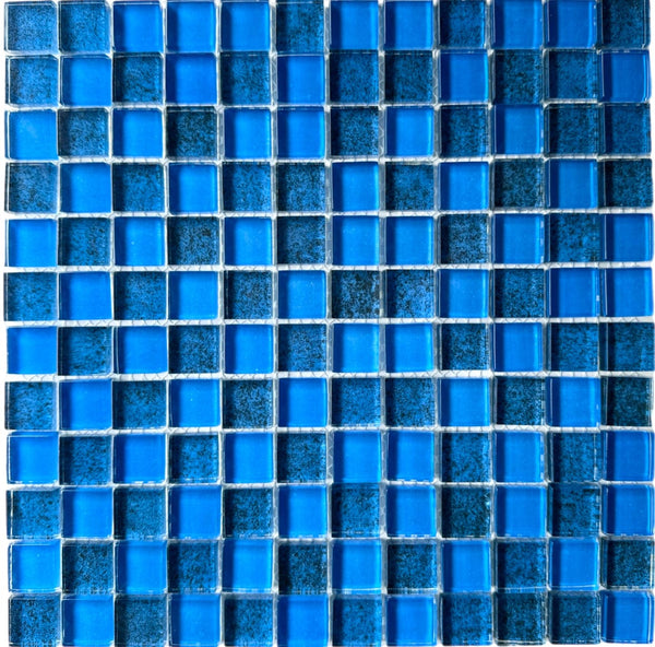 Trend Cobalt Mix 1x1 Glass Tile | Tiles and Deco