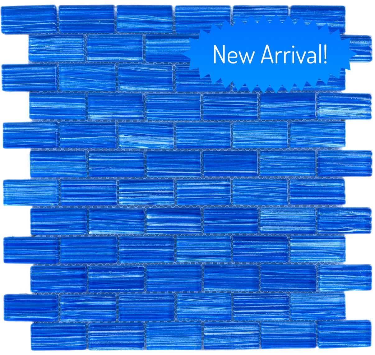 Ripple Electric Blue 1x2 Glass Tile | Tiles and Deco
