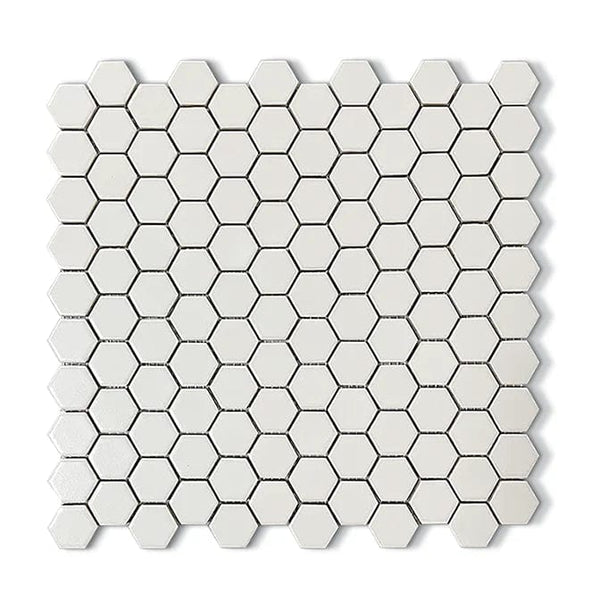 Matte White Hexagon Tile | Premium Porcelain Mosaic – Tiles and Deco