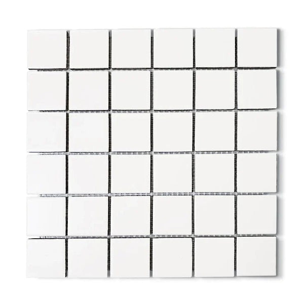 White Square Matte 2" x 2" Porcelain Mosaic Tile – Tiles and Deco