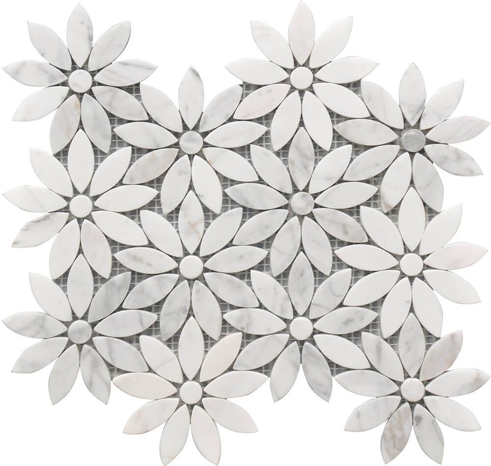 Mosaic Daisy Flower Marble Tile - Daisy Backsplash Tiles