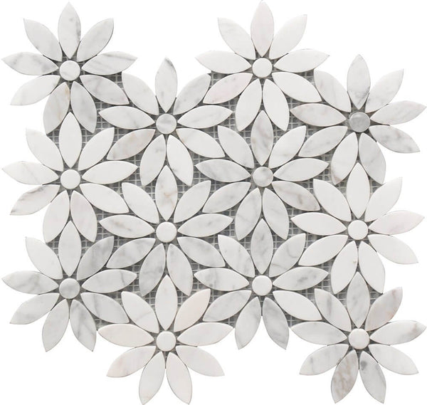 Mosaic Daisy Flower Marble Tile - Daisy Backsplash Tiles – Tiles and Deco