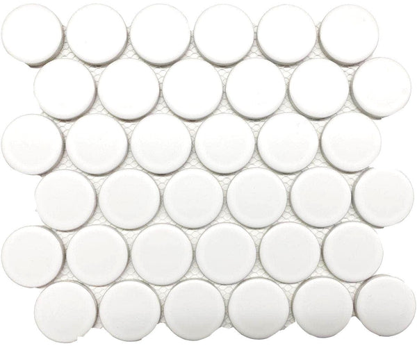 2" Glazed White Bright Dots Mosaic | White Dot Mosaic Tiles – Tiles and ...