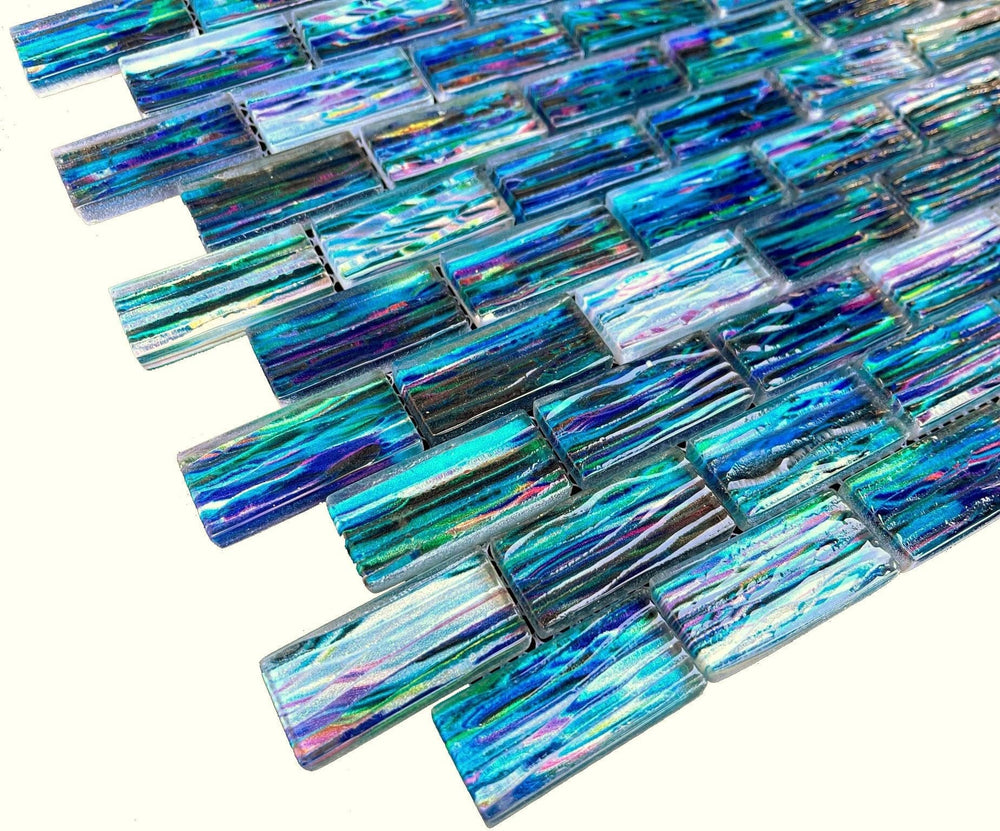 Sapphire Ocean 1x2 Glass Tile | Tiles and Deco