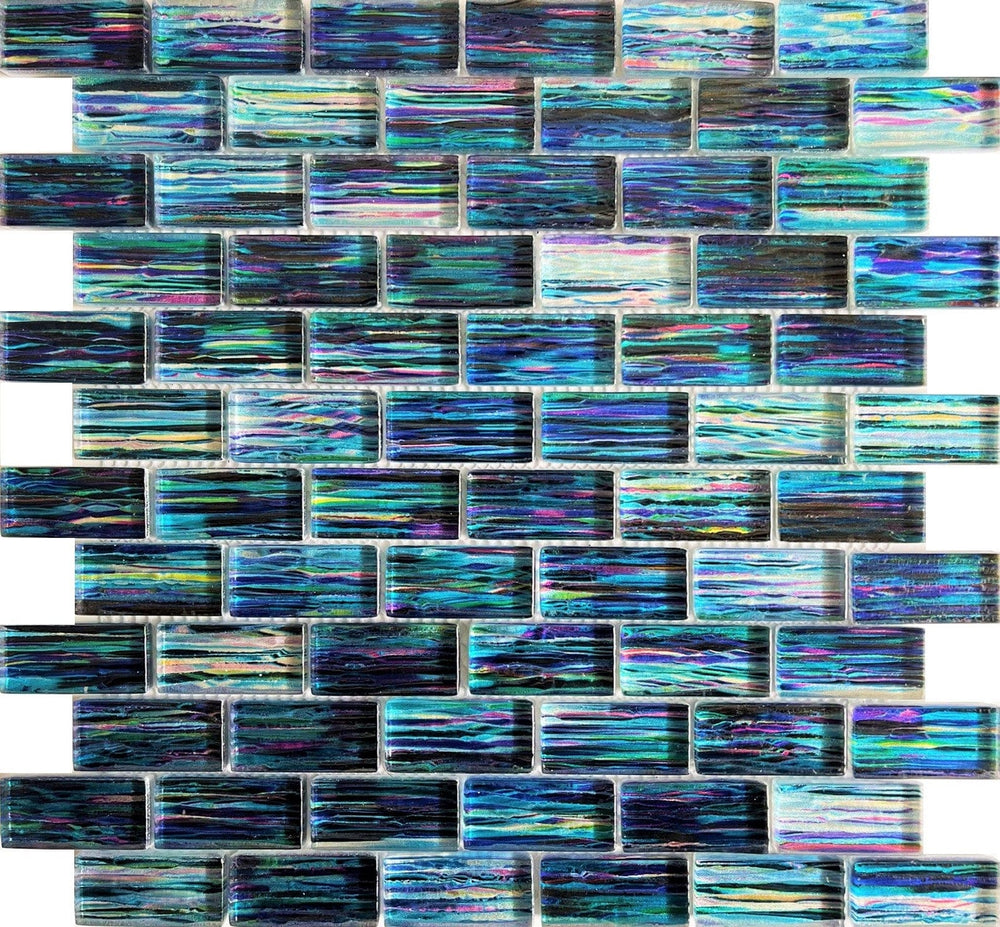 Sapphire Ocean 1x2 Glass Tile | Tiles and Deco