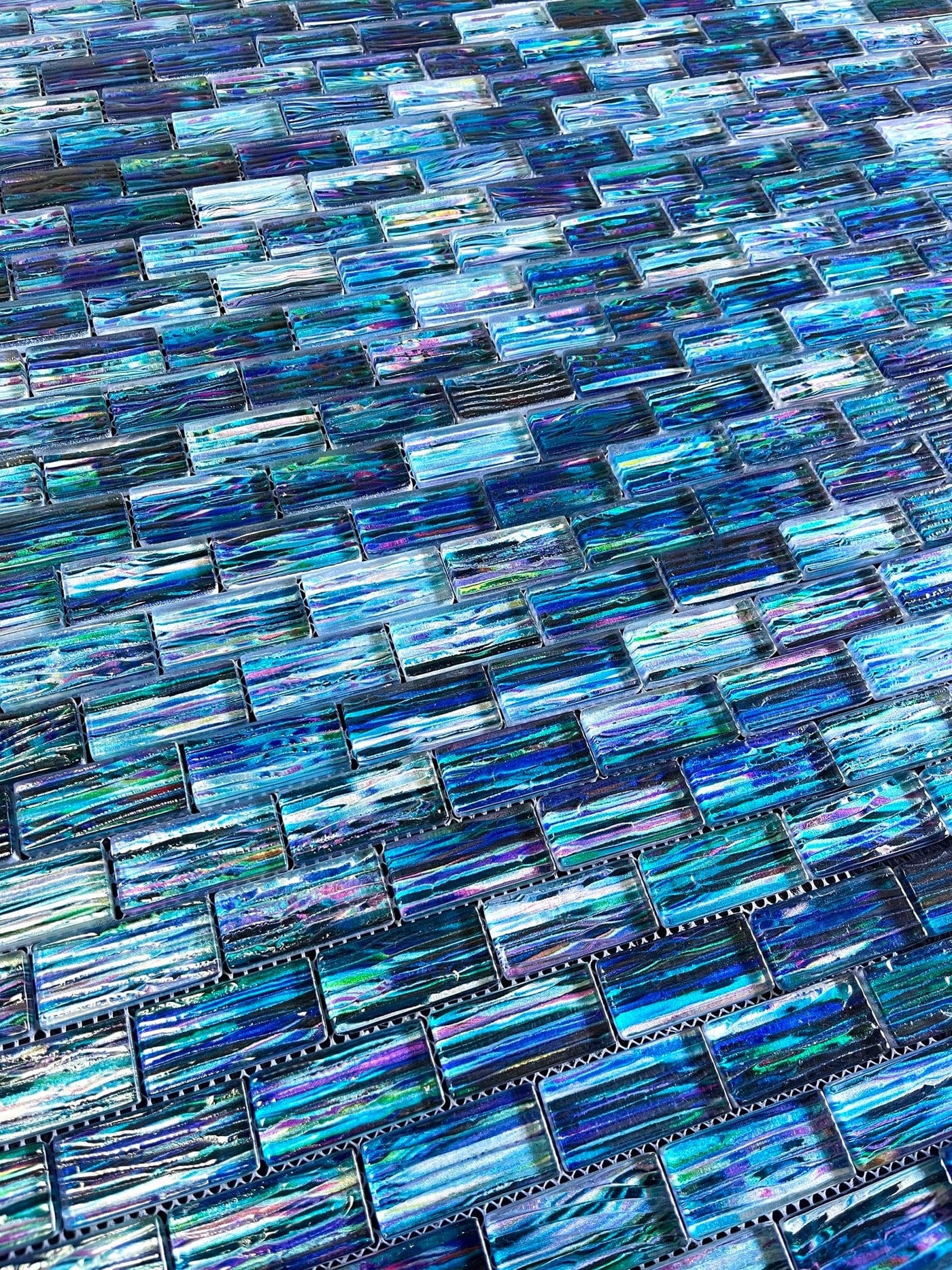 Sapphire Ocean 1x2 Glass Tile | Tiles and Deco