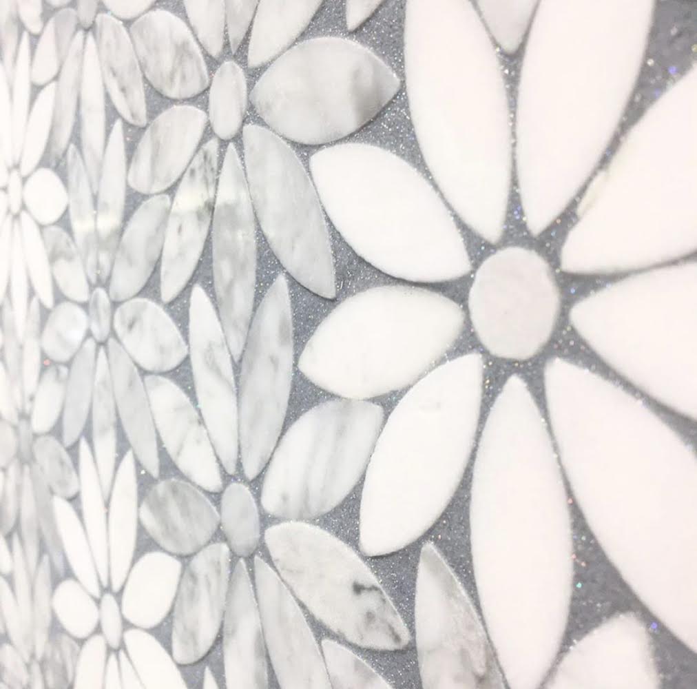 Mosaic Daisy Flower Marble Tile - Daisy Backsplash Tiles – Tiles and Deco