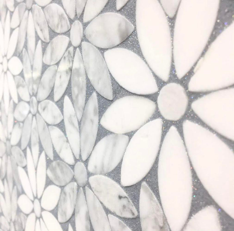 Mosaic Daisy Flower Marble Tile - Daisy Backsplash Tiles